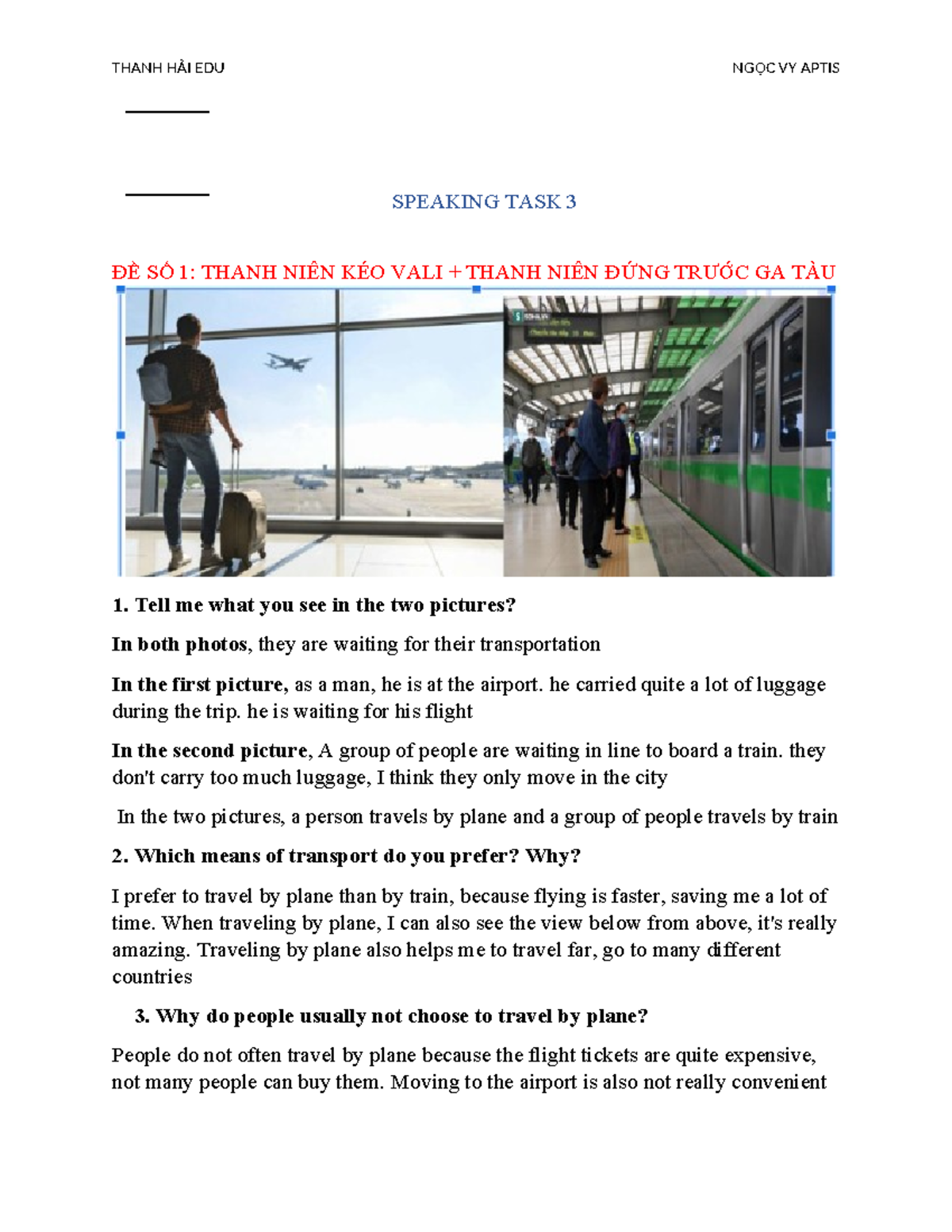 Bản sao của Bản sao của Bản sao của Task 3 - SPEAKING TASK 3 ĐỀ SỐ 1: THANH NIÊN KÉO VALI ...