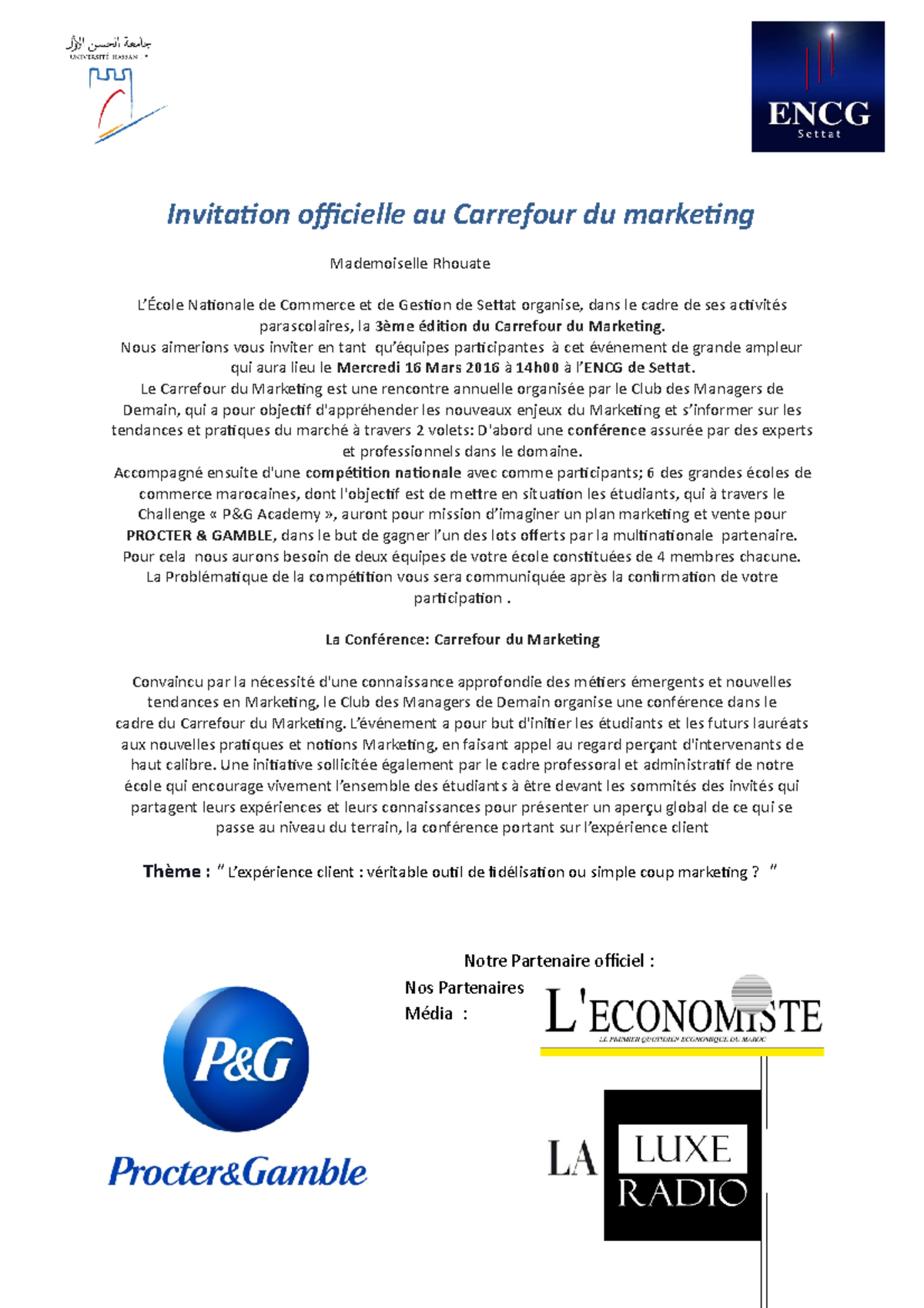 Invitations-officielle - Invitation officielle au Carrefour du ...