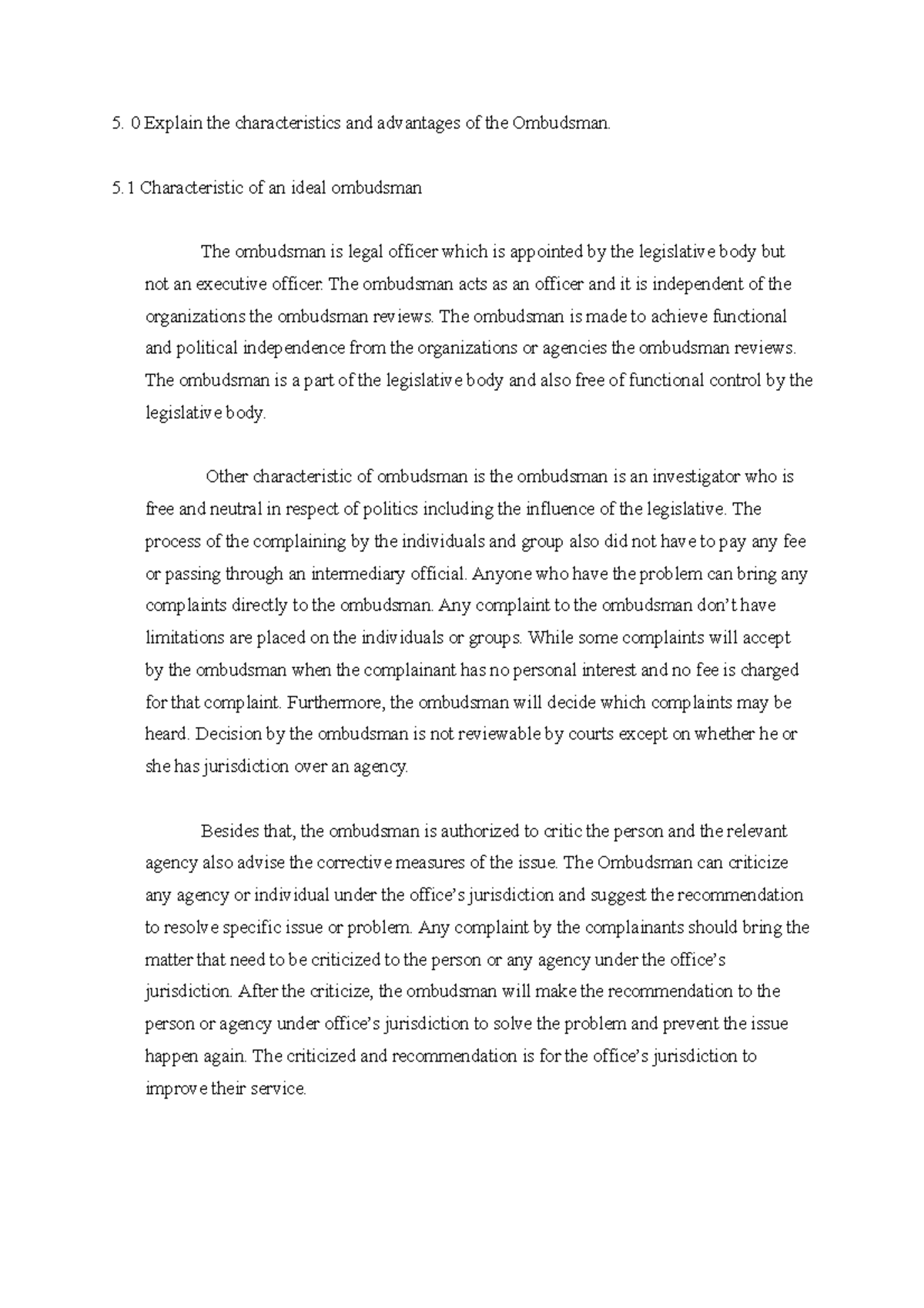 Law assignment question 5 LAW507 - 0 Explain the characteristics and ...