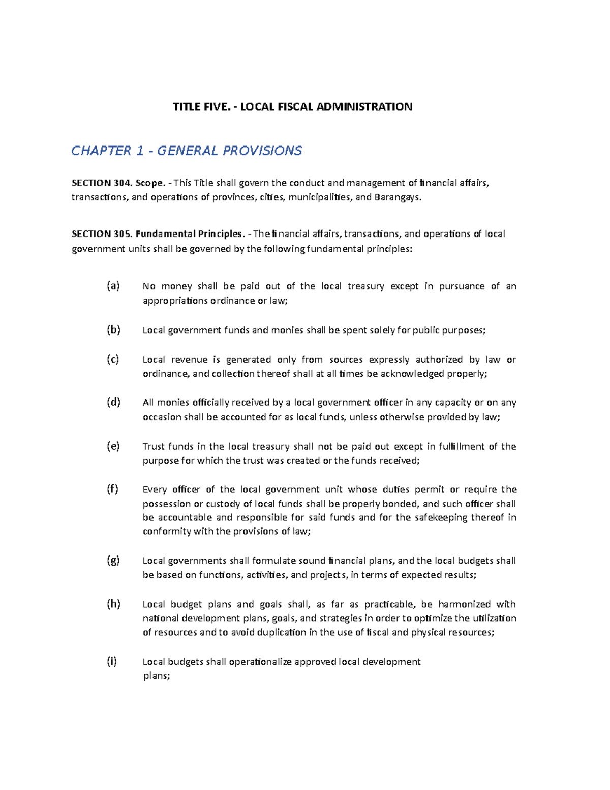 Local and Regional Governance. BOOK2. Title 5 - TITLE FIVE. - LOCAL ...