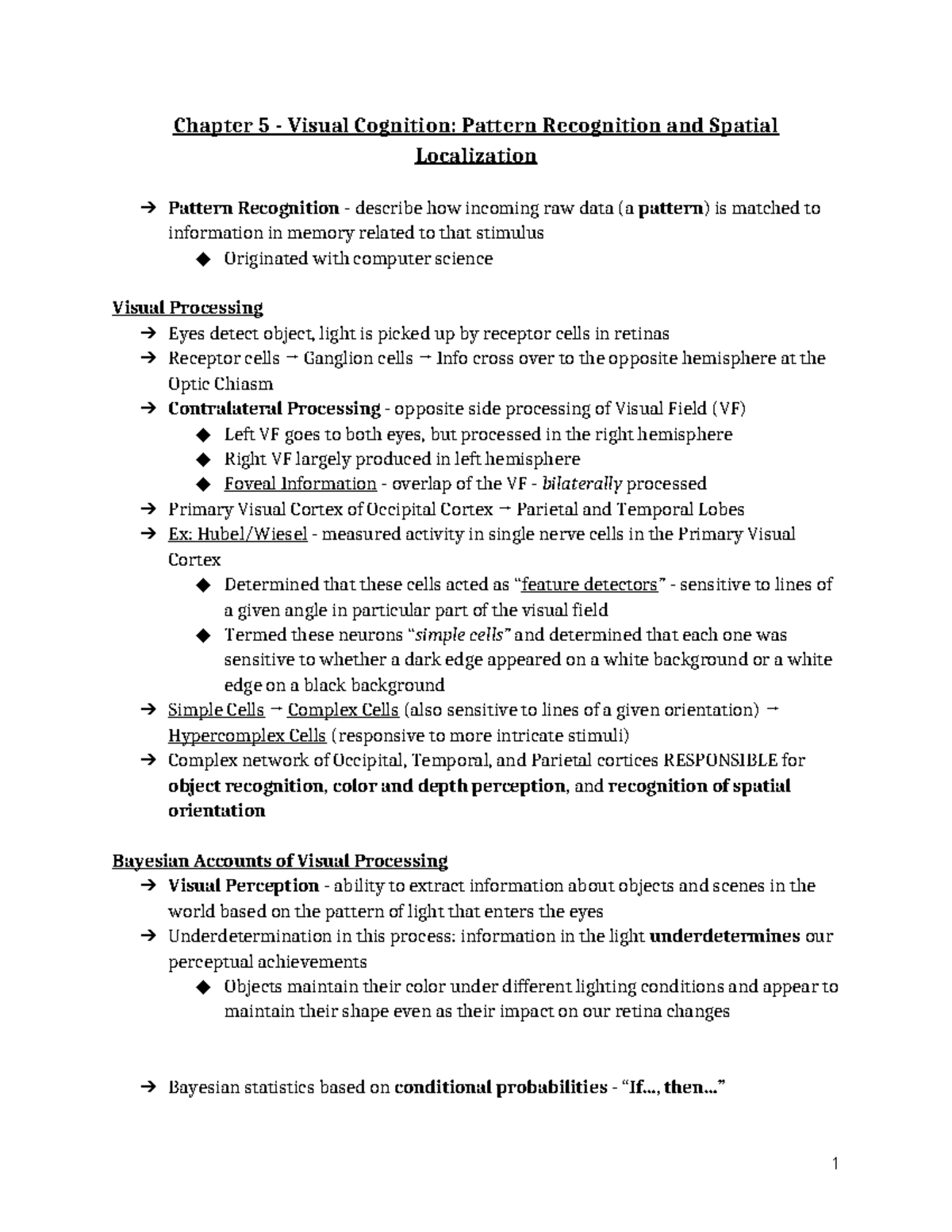 PSYC358 Cognition - Midterm 2 STUDY GUIDE - Chapter 5 - Visual ...