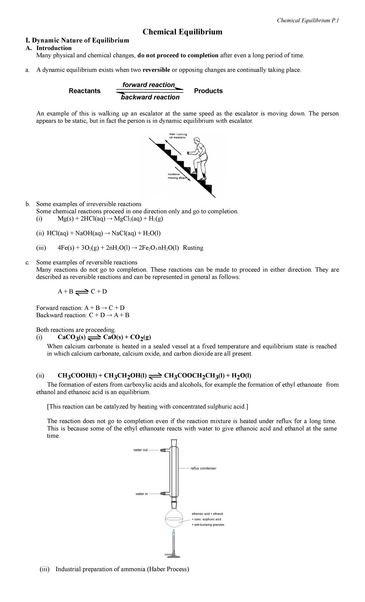 Part 10 Chemical Equilibrium - Chemical Equilibrium I. Dynamic Nature ...