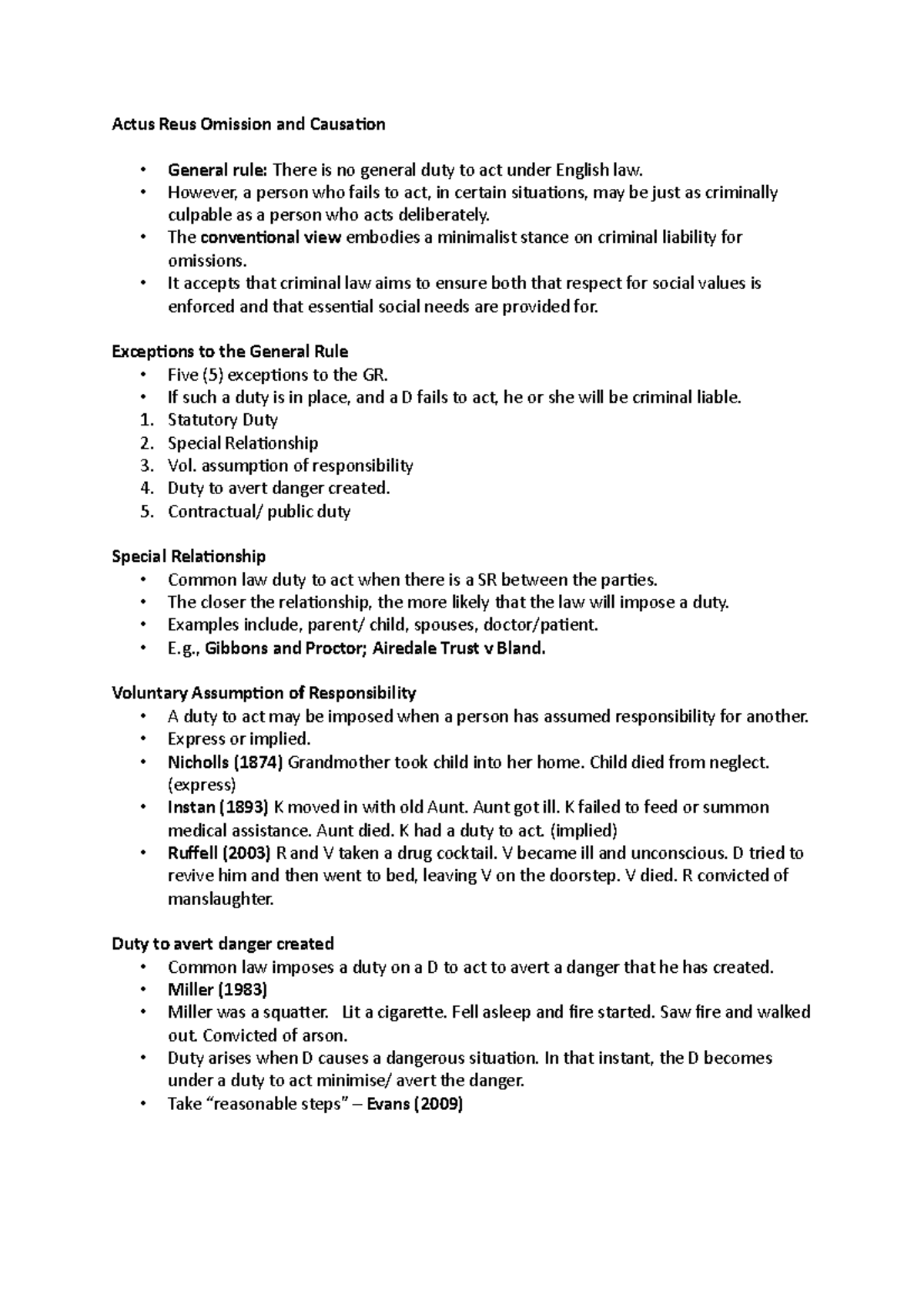 Actus Reus Omission And Causation Actus Reus Omission And Causation General Rule There Is No