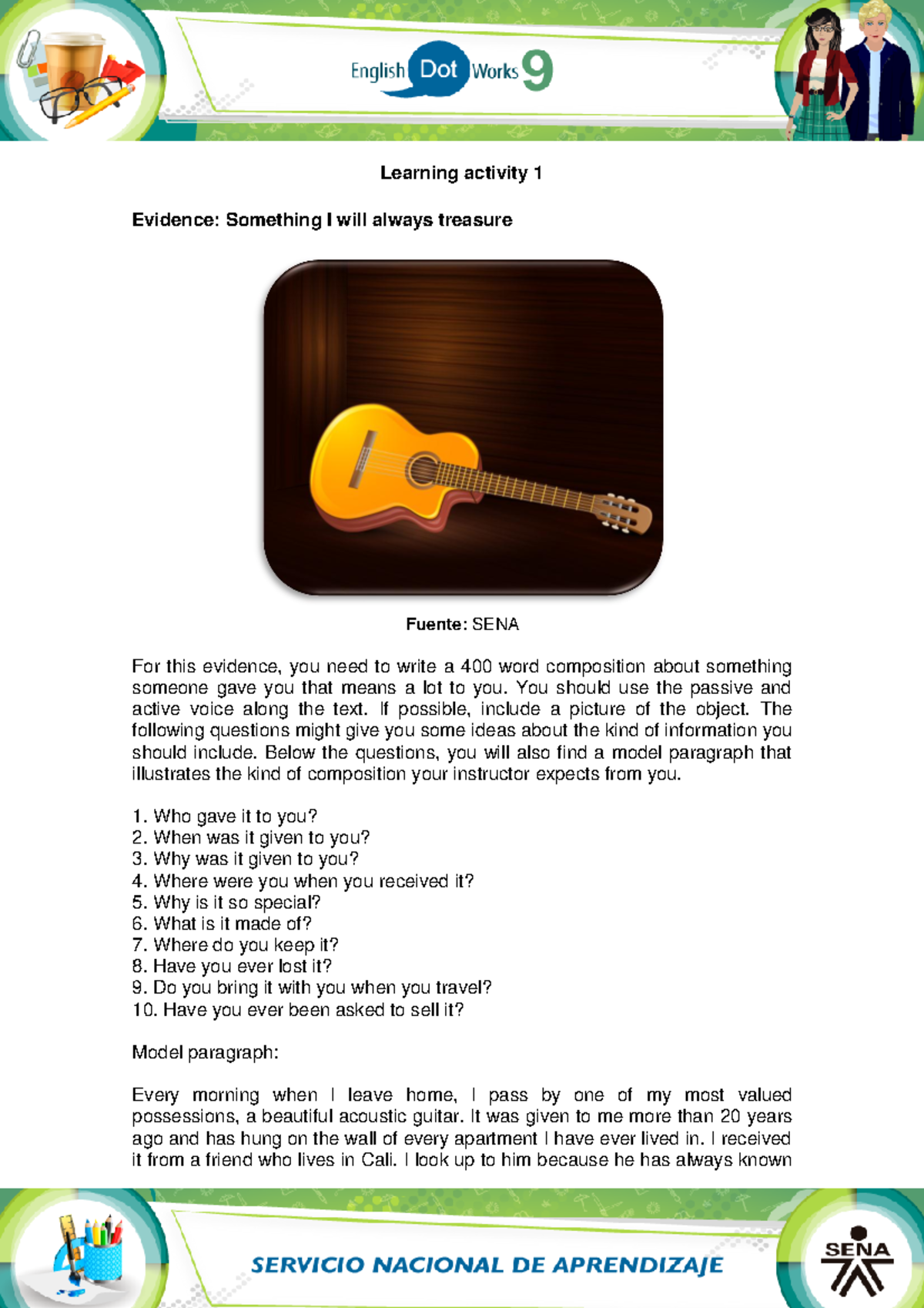 10. Evidence Something I will always treasure - Learning activity 1 ...