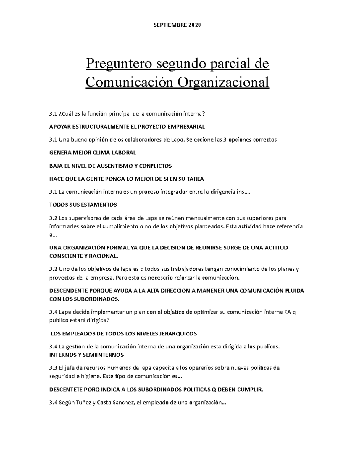 Preguntero segundo parcial de comunicación organizacional- Universidad Siglo 21 2020 ...