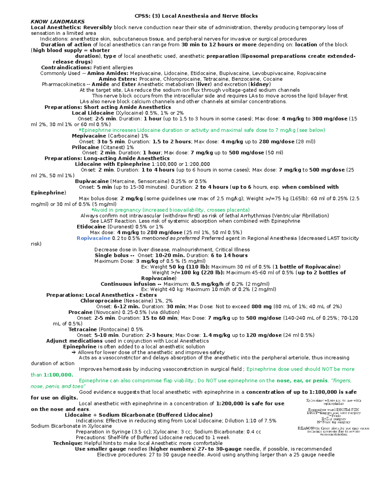 CPSS - #3 - Local Anesthesia and Nerve Blocks - CPSS: (3) Local ...