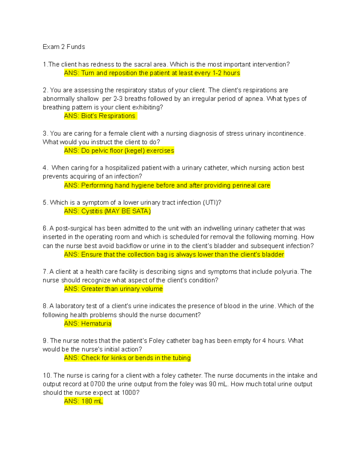 Exam 2 Funds Exact Questions - Exam 2 Funds 1 client has redness to the ...