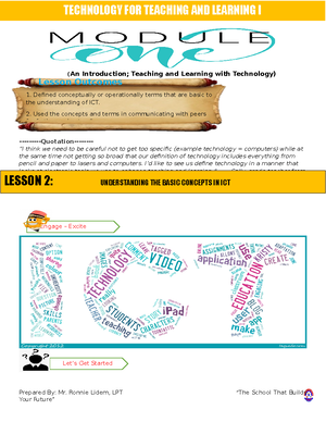 Chapter I Module Lesson 1 - (An Introduction; Teaching and Learning ...