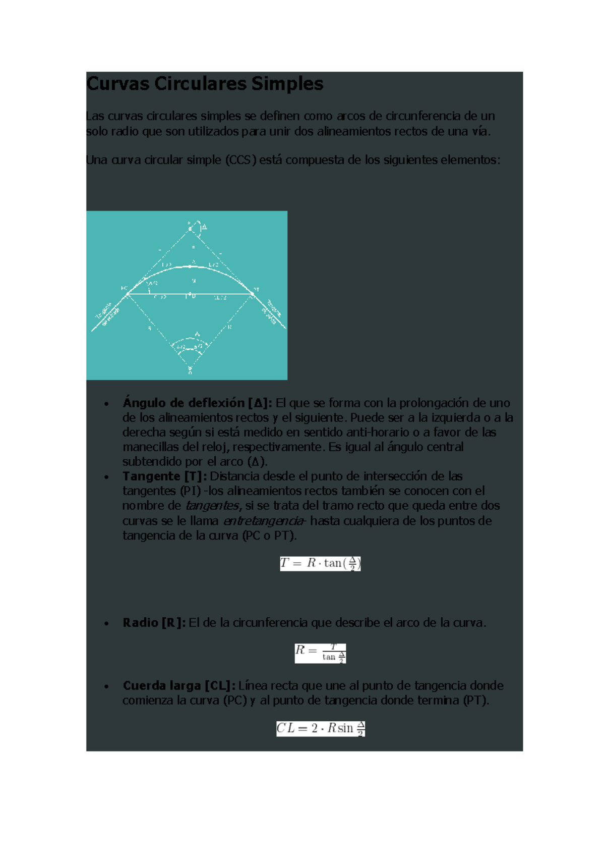 Curvas Circulares-Forula - Curvas Circulares Simples Las curvas ...
