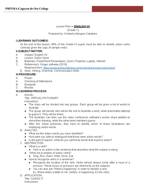 Lesson-Plan-Research Chapter 1 - LEARNING PLAN in APP By: Caballero ...
