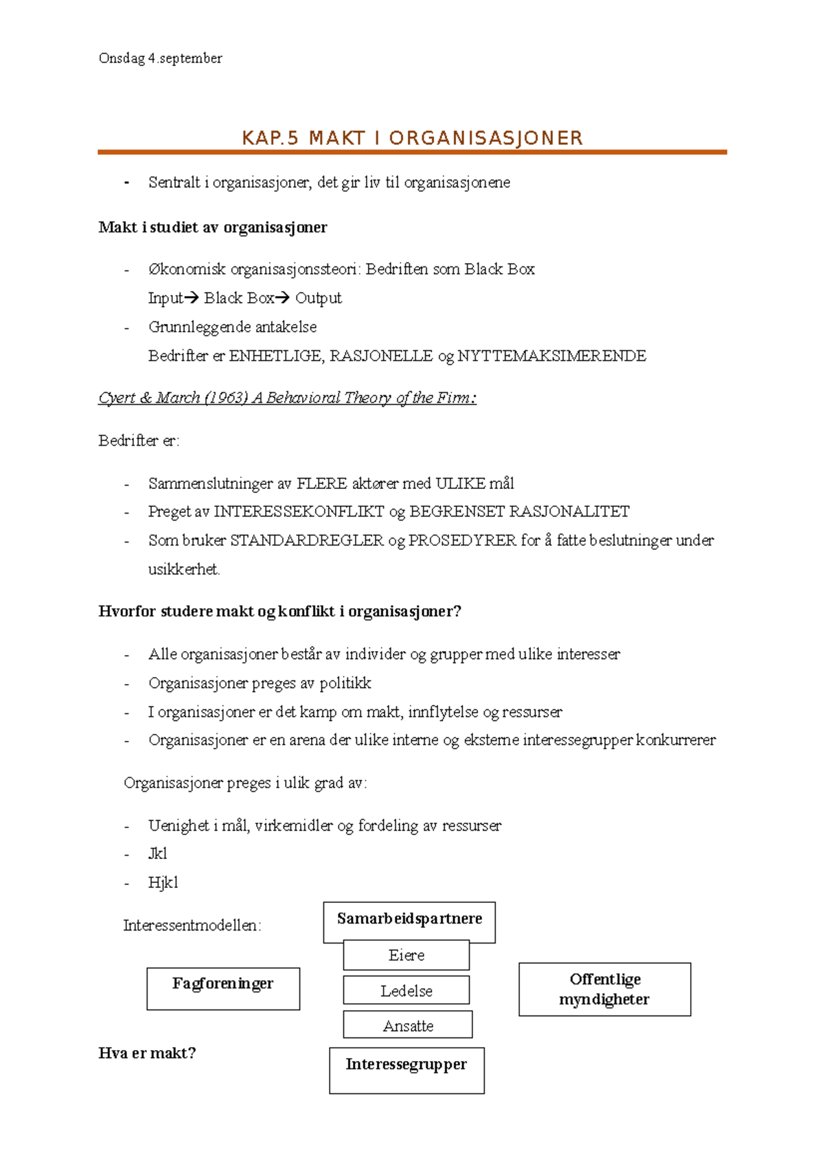 Kap.5 Makt i organisasjoner - KAP MAKT I ORGANISASJONER - Sentralt i organisasjoner, det gir liv ...