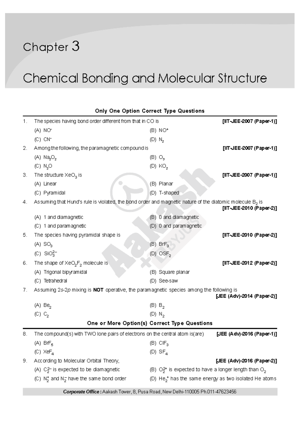C Ch-03 Chemical Bonding and Molecular Structure - Only One Option ...