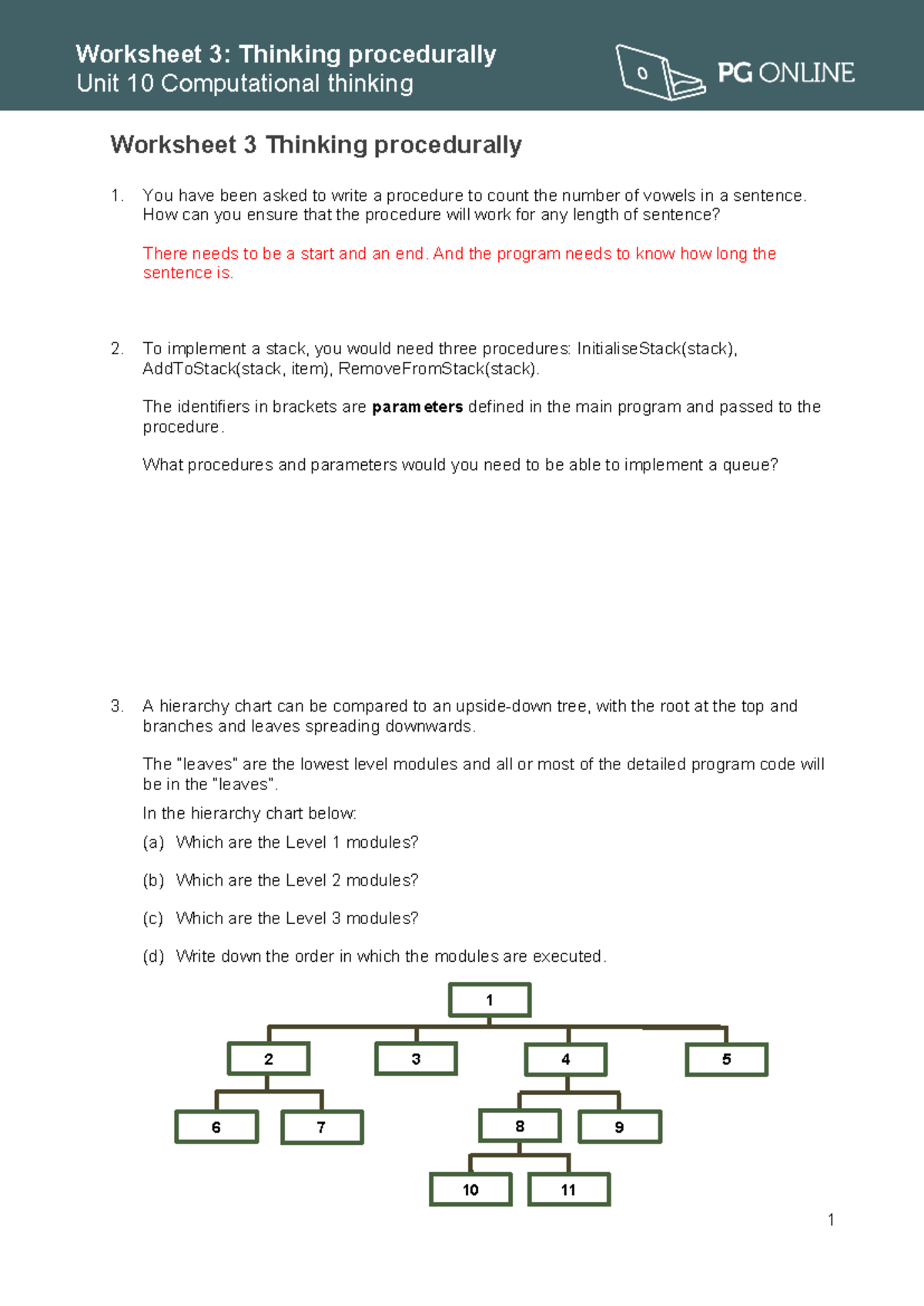 Classwork Computational thinking Worksheet 3 Thinking procedurally - Worksheet 3: Thinking - Studocu