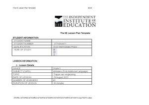 TEIP6219 MO - MODULE OUTLINE - TEACHING EXPERIENCE 2 (B. Intermediate Phase Teaching) TEIP ...