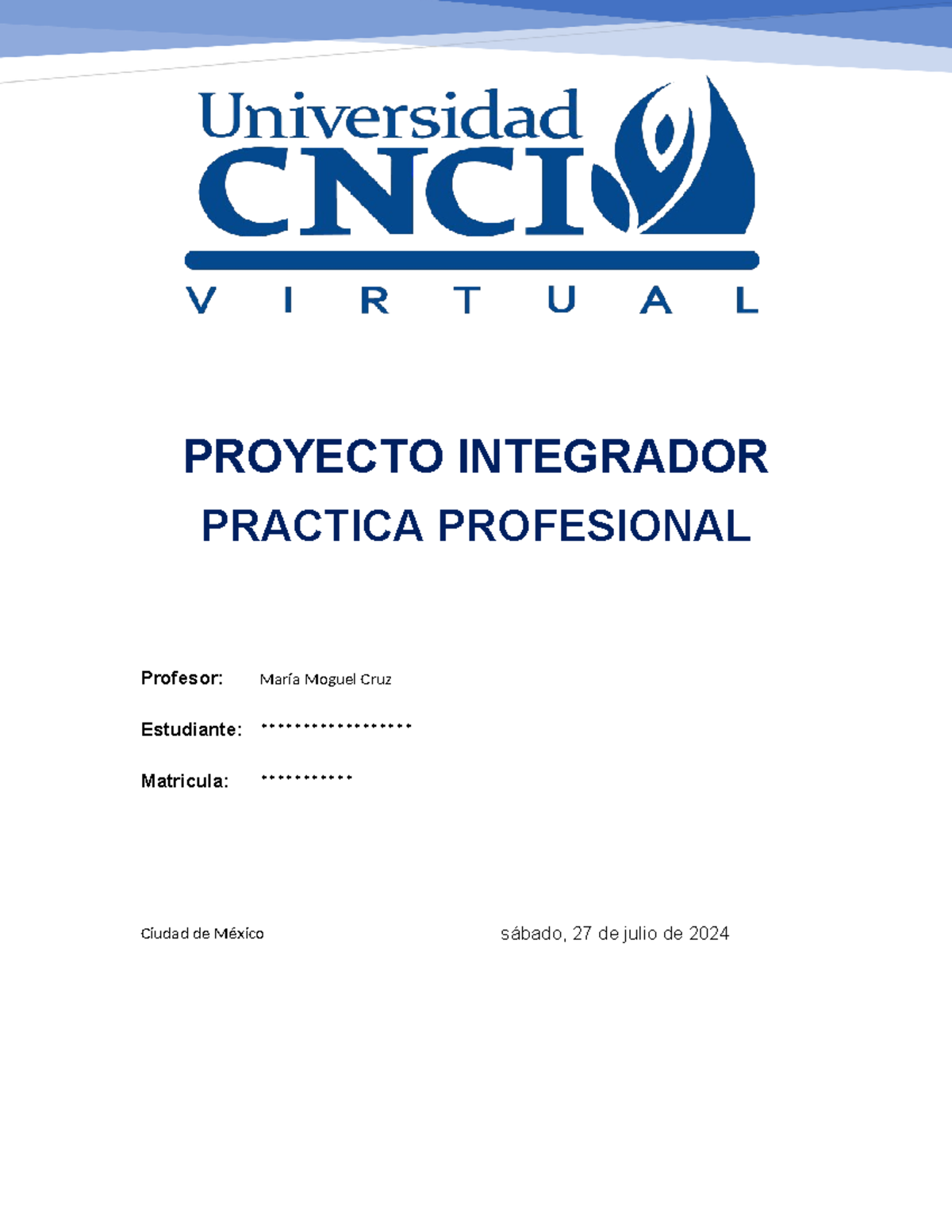 Proyecto Integrador Practica Profesional 1 - PROYECTO INTEGRADOR PRACTICA PROFESIONAL Profesor ...