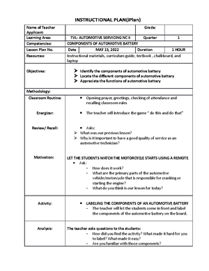 Dressmaking NC II - Automotive Servicing - DRESSMAKING NC II - Studocu