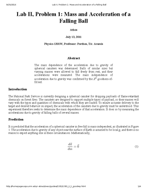 Lab Report Motion Down an Incline - Motion Down an Incline Abstract ...