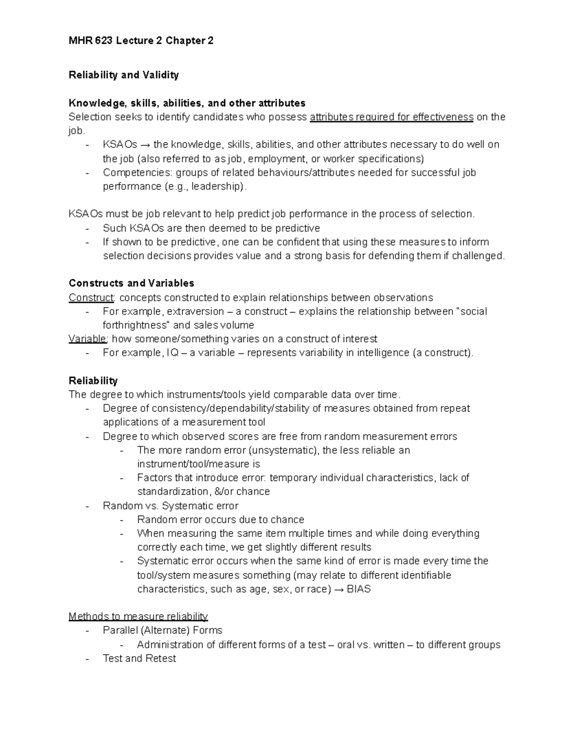 MHR 623 Lecture 2 Chapter 2 - MHR 623 Lecture 2 Chapter 2 Reliability ...