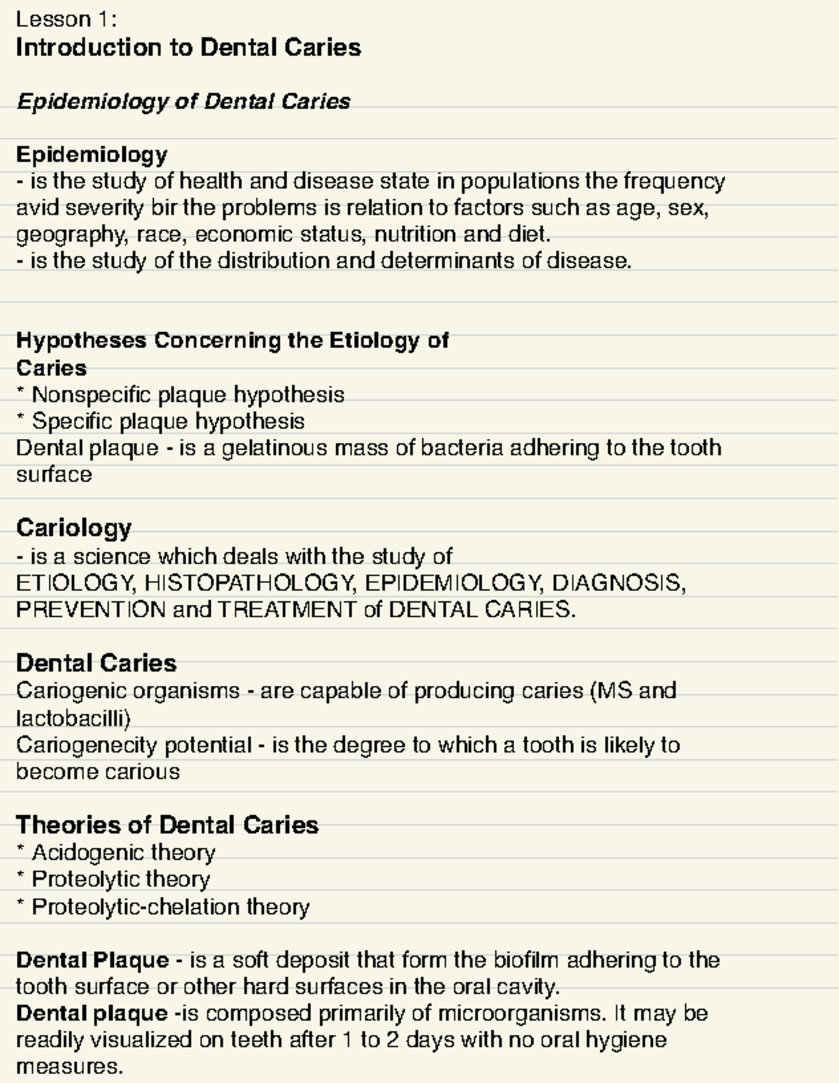 cario lesson 1. - Lesson 1: Introduction to Dental Caries Epidemiology ...