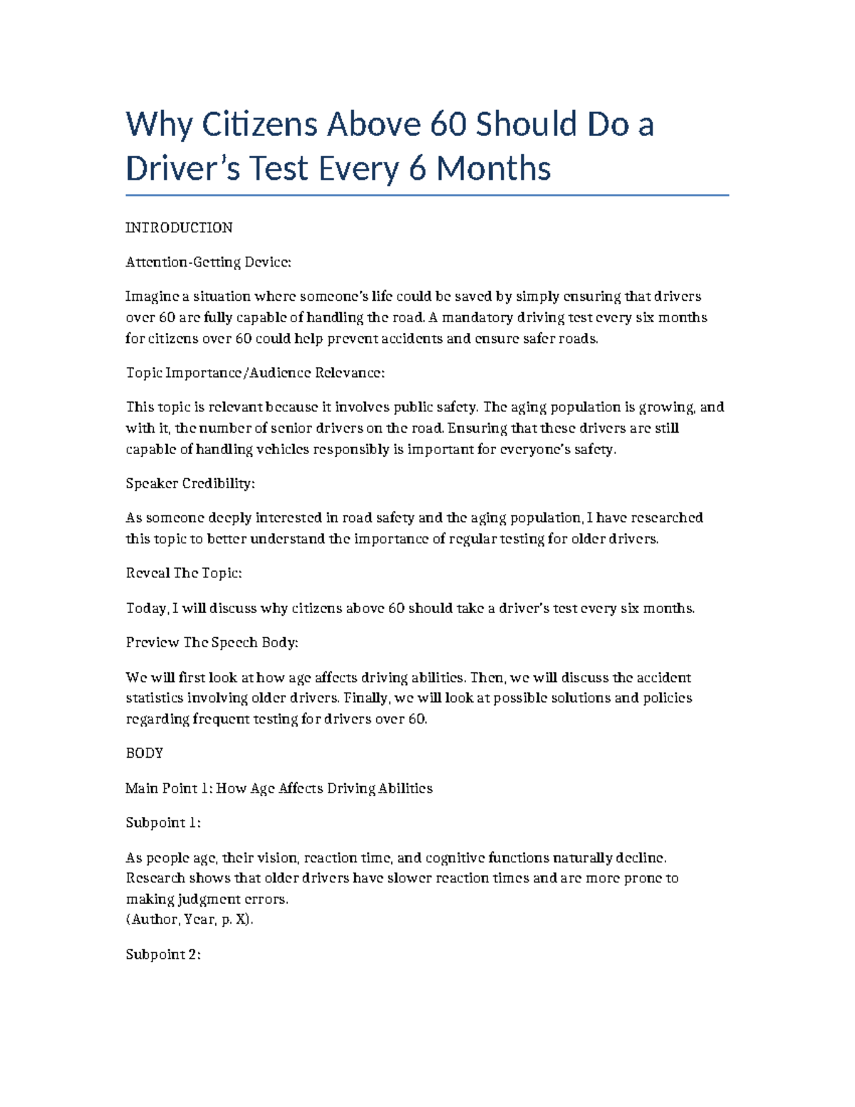 Drivers Test Speech Simple - Why Citizens Above 60 Should Do a Driver’s ...