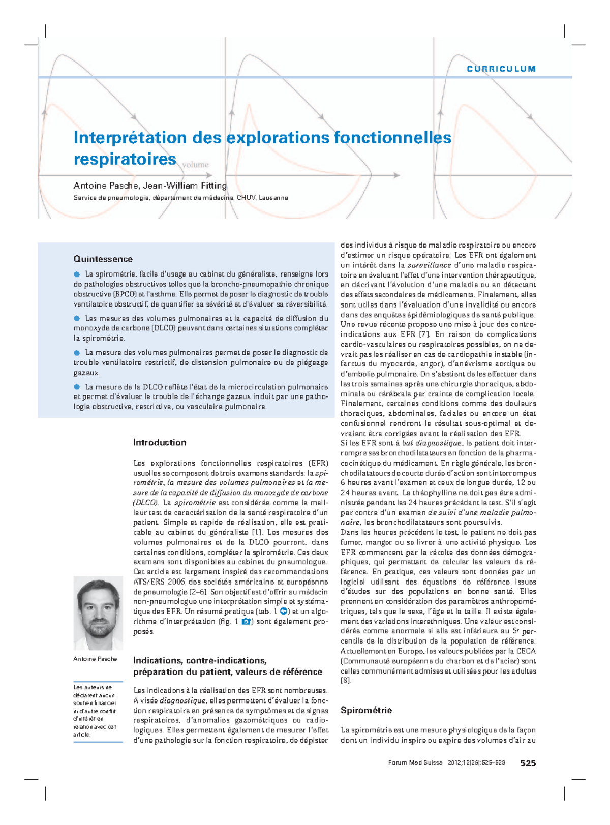 Fiche efr - Respiratoire- EFR - Forum Med Suisse 2012;12(26):525 ...