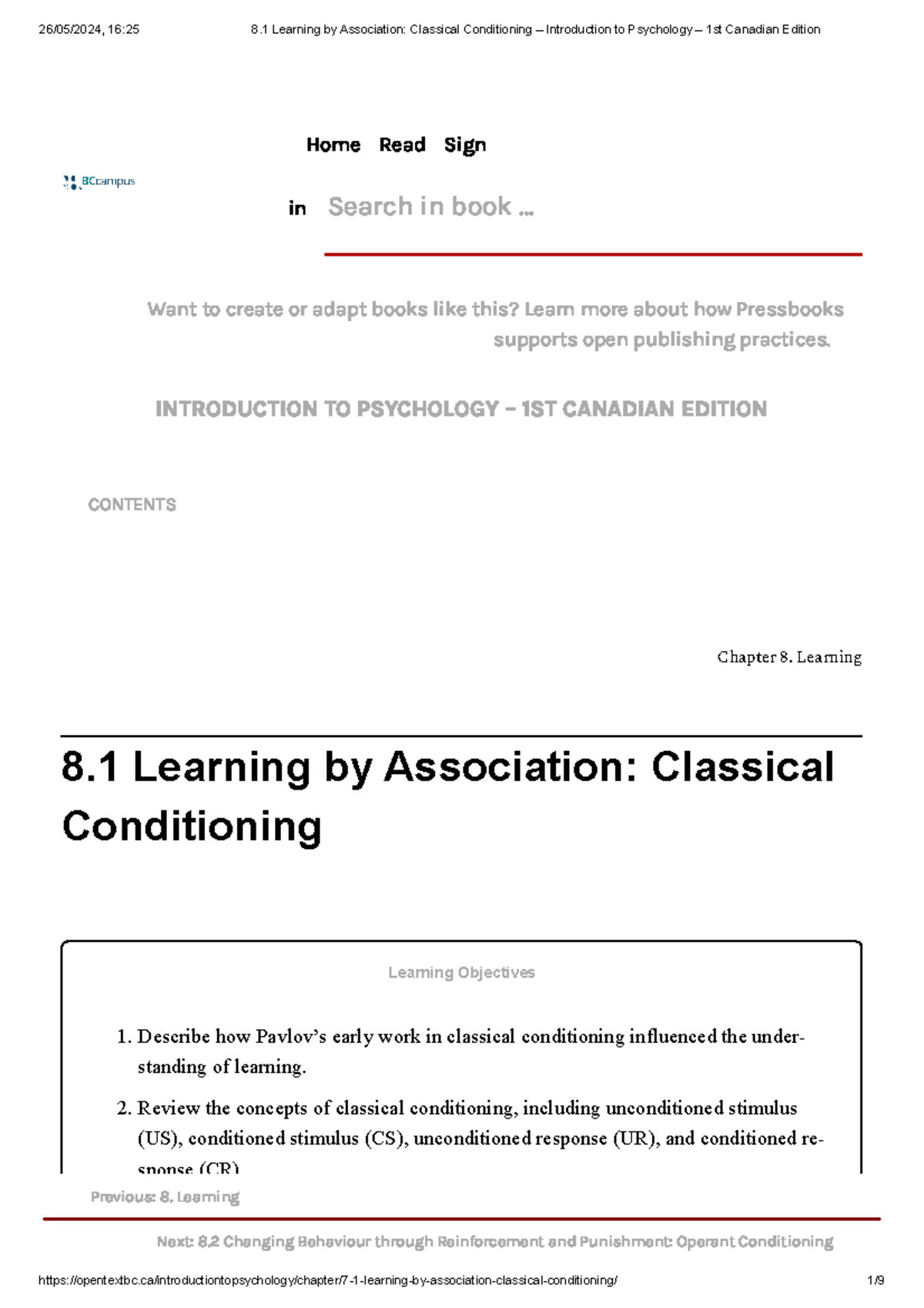 8.1 Learning by Association Classical Conditioning – Introduction to ...
