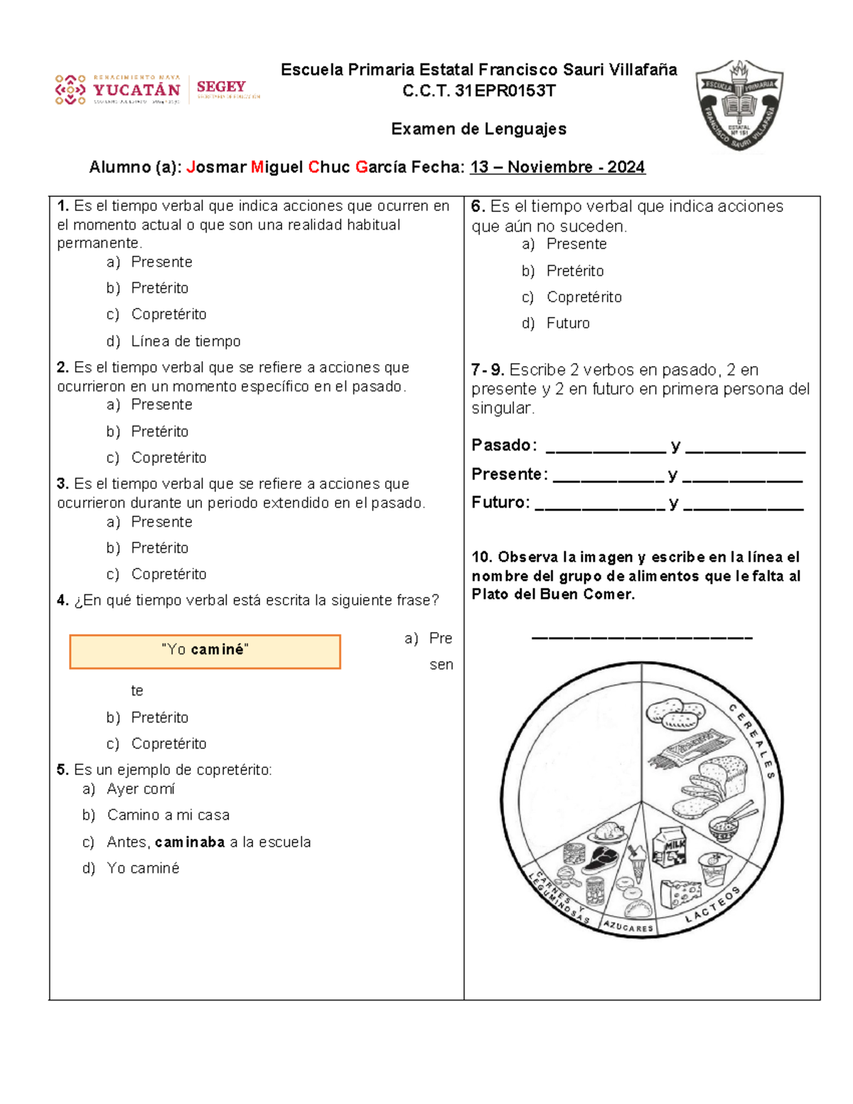 Prueba de lenguajes - hvghfghfgh - Escuela Primaria Estatal Francisco ...