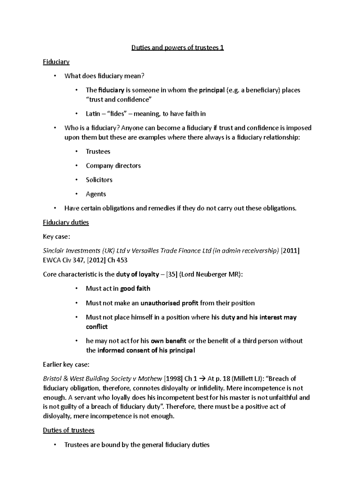 Duties and powers of trustees 1 - a beneficiary) places “trust and ...