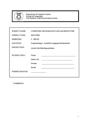SADP Tutorial 2 - WIF3004 Software Architecture & Design Paradigms - Tutorial 2 Instruction ...
