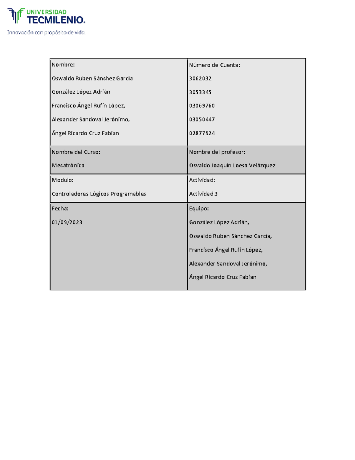 Act 3 PLC - Act 3 DE PLC - Nombre: Oswaldo Ruben S·nchez GarcÌa Gonz·lez LÛpez Adri·n Francisco ...