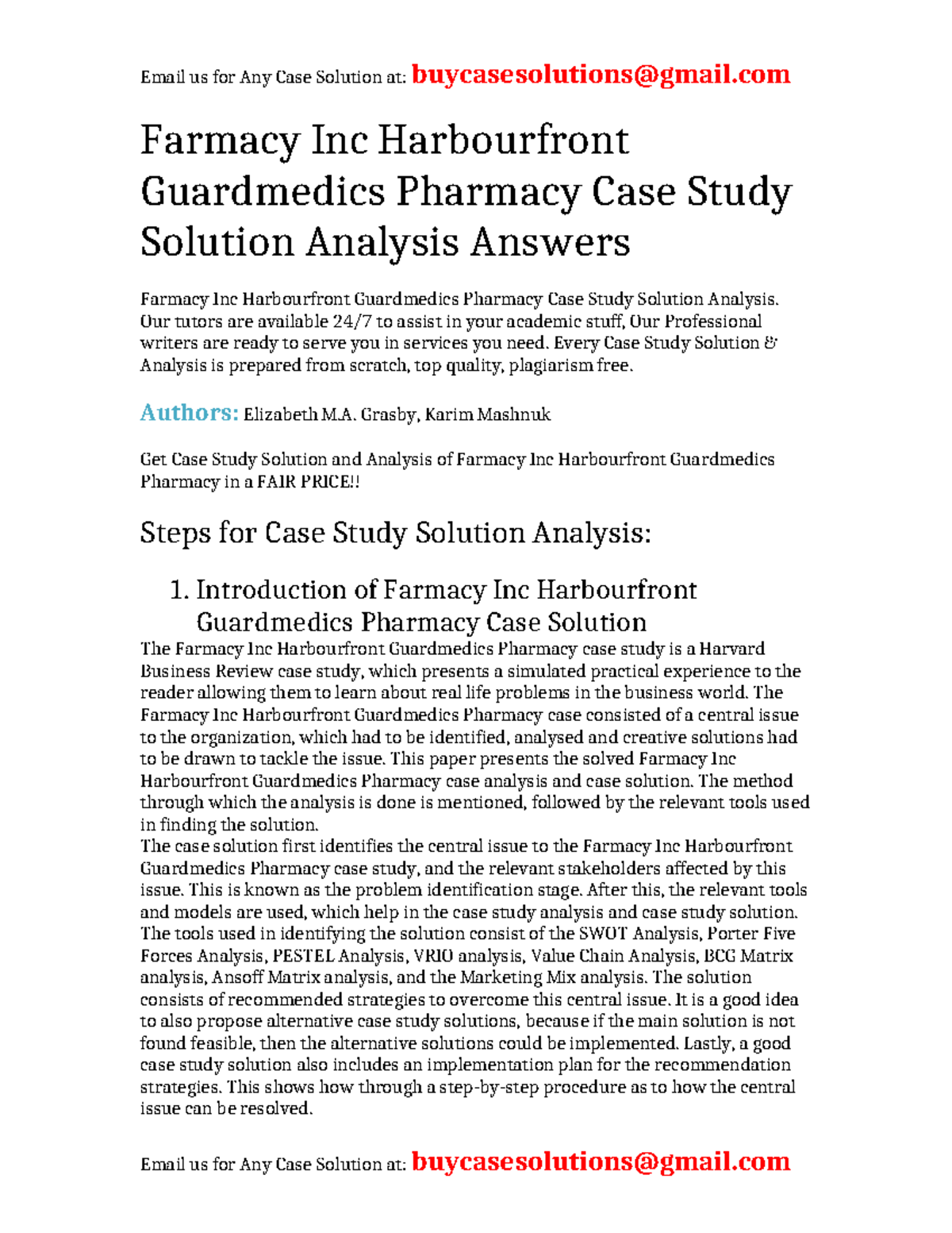 Case Solution Farmacy Inc Harbourfront Guardmedics Pharmacy - Farmacy ...