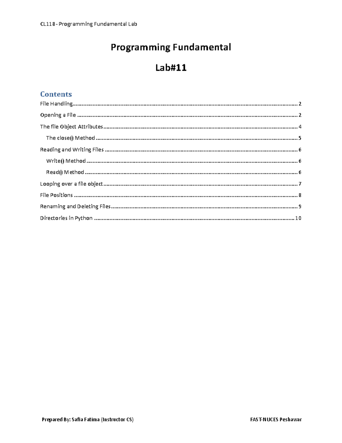 PFLab 11 - task - Programming Fundamental - **Lab#** File - Studocu