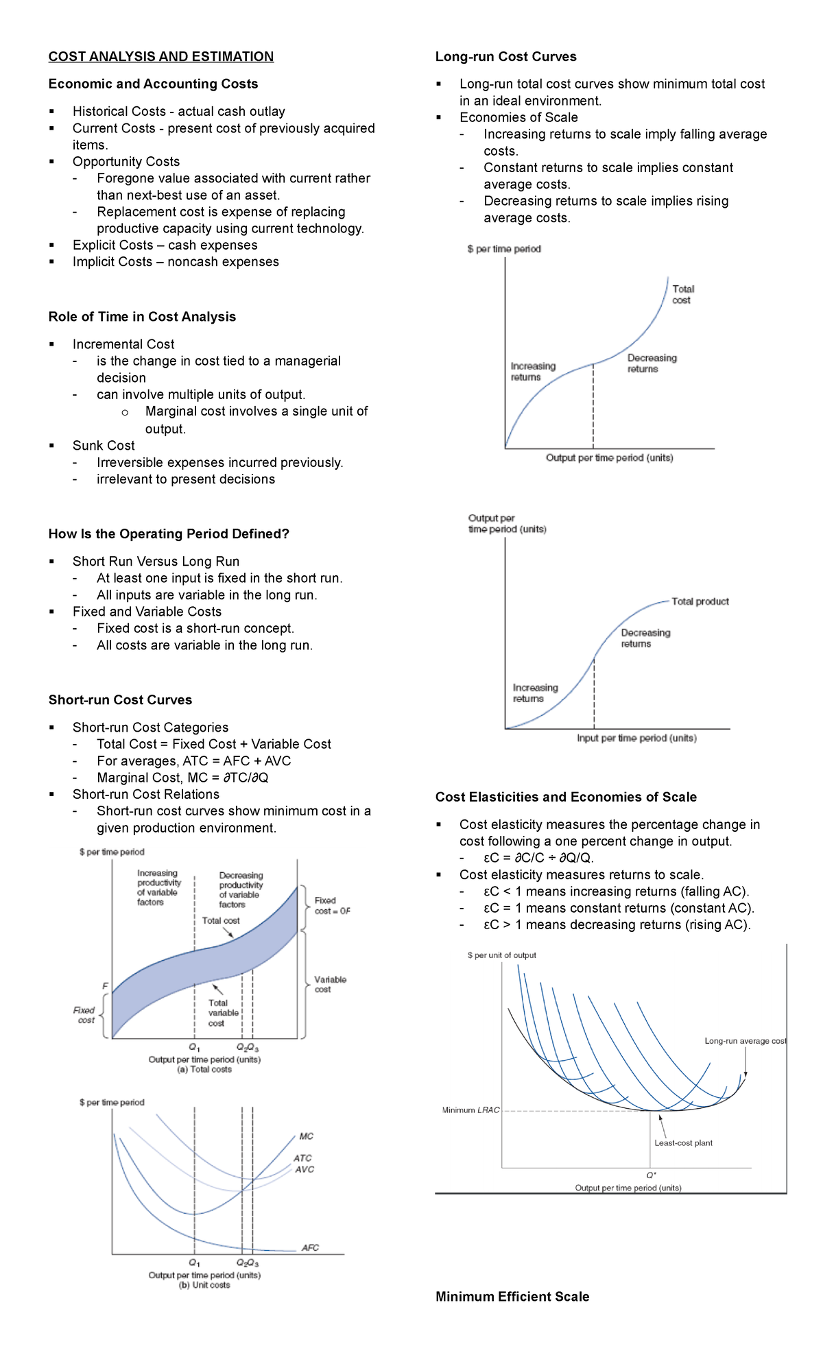 Managerial Economics COST Analysis AND Estimation - Accountancy - Studocu