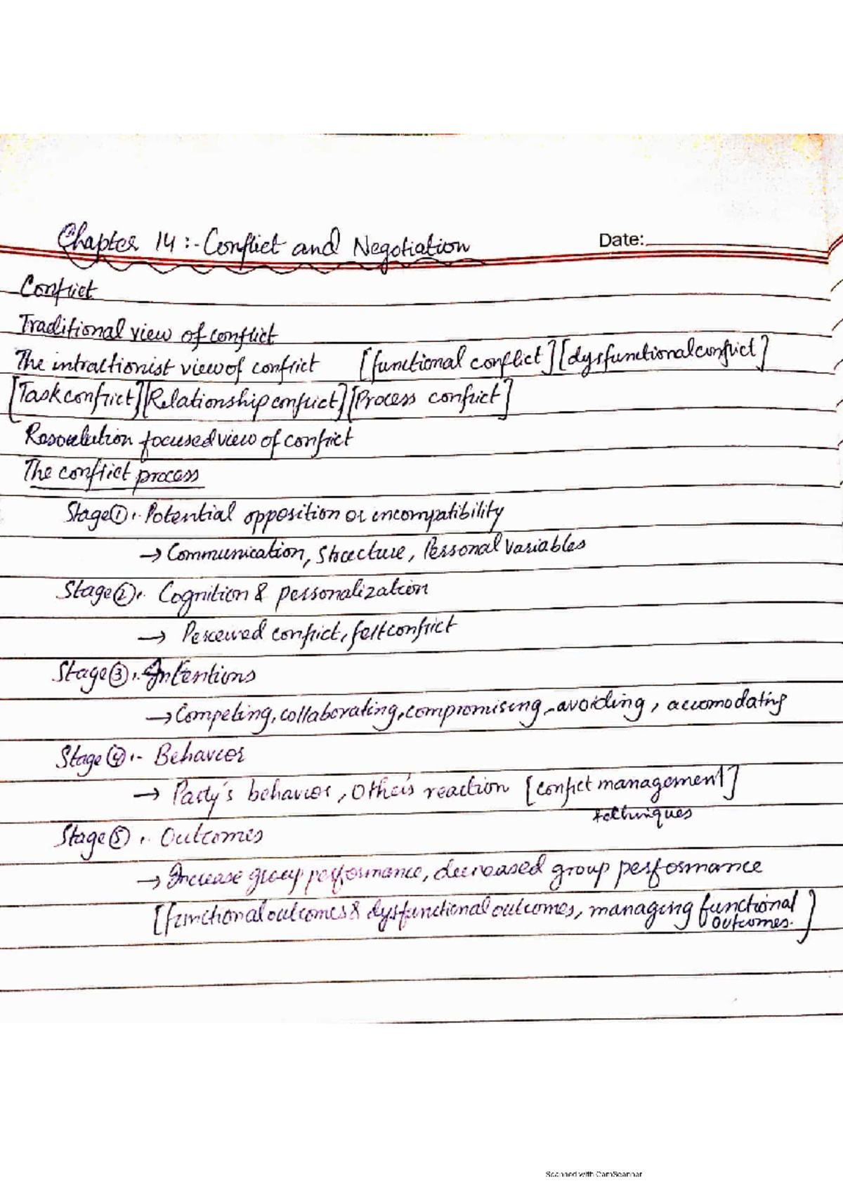 Chapter 14 conflict - Lecture notes All - Organizational Behavior - Studocu