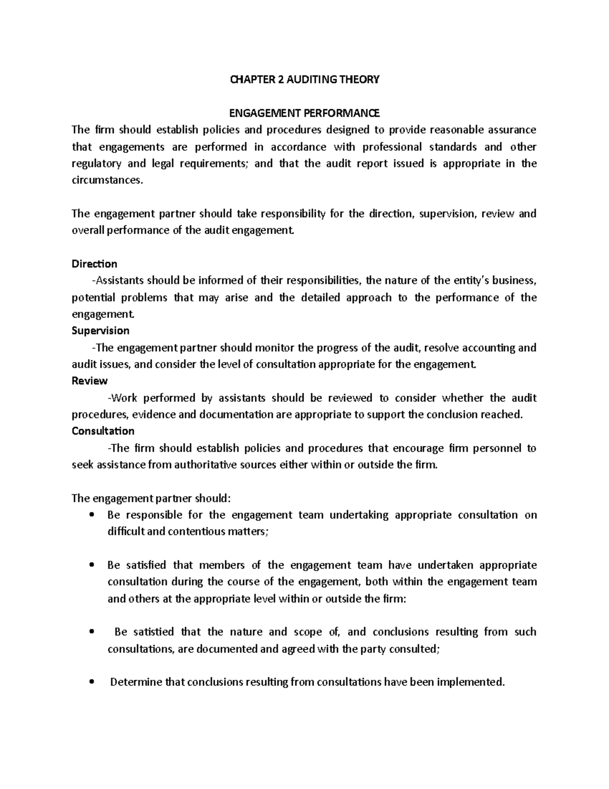 Chapter 2 Auditing Theory Engagement Performance Chapter 2 Auditing Theory Engagement