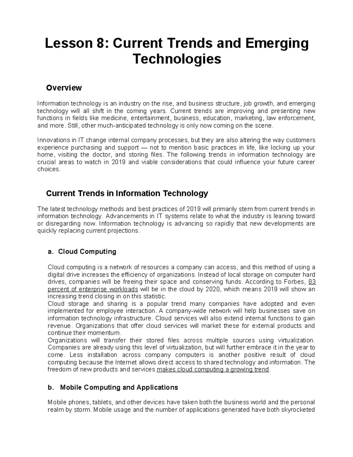 Lesson 8 Current Trends and Emerging Technologies - Lesson 8: Current ...