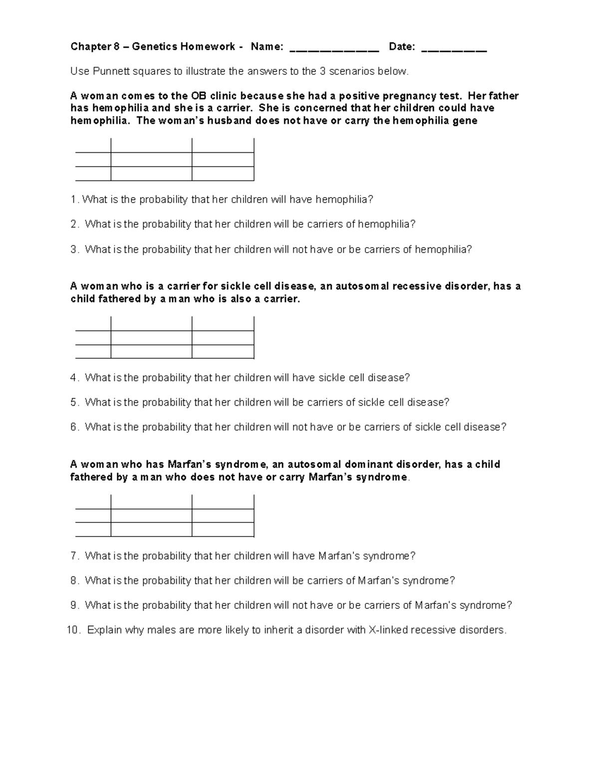Chapter 6 genetics homework student - Chapter 8 – Genetics Homework ...