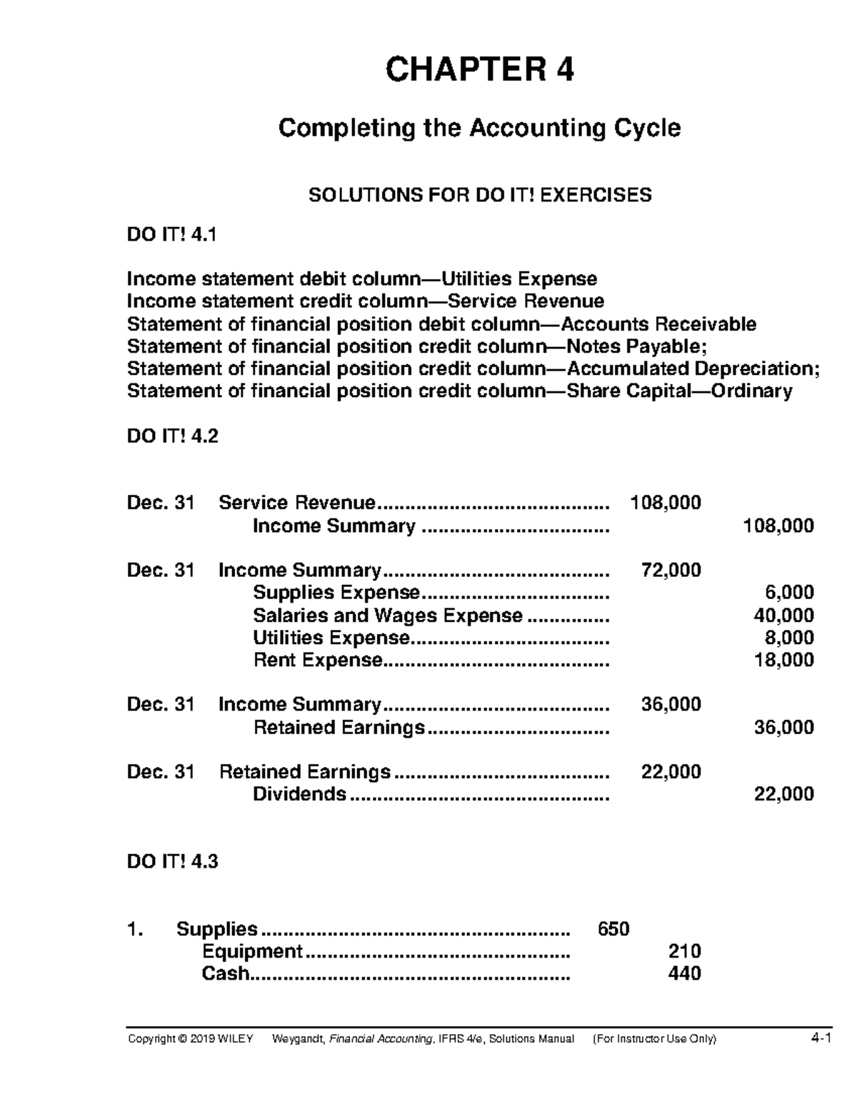 Chapter 4 solution - Copyright © 2019 WILEY Weygandt, Financial ...