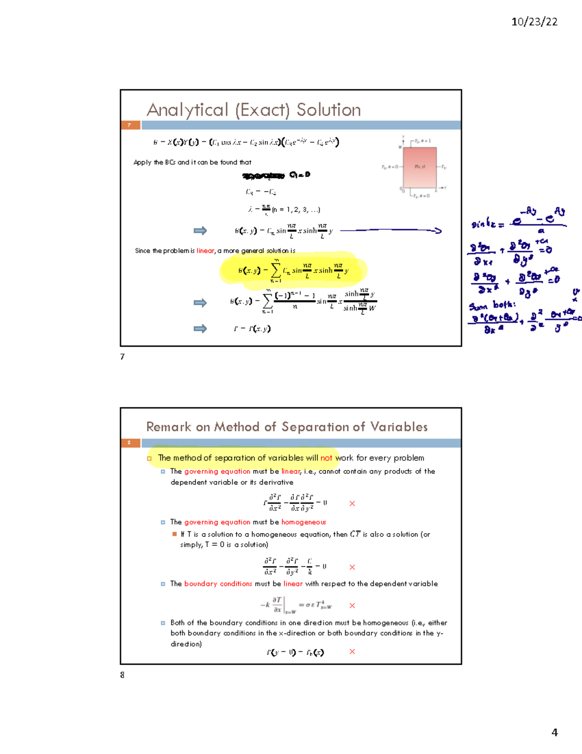 Pt2 Lecture 17 2d Steady State Conduction 10 23 4 Analytical Exact Solution 7