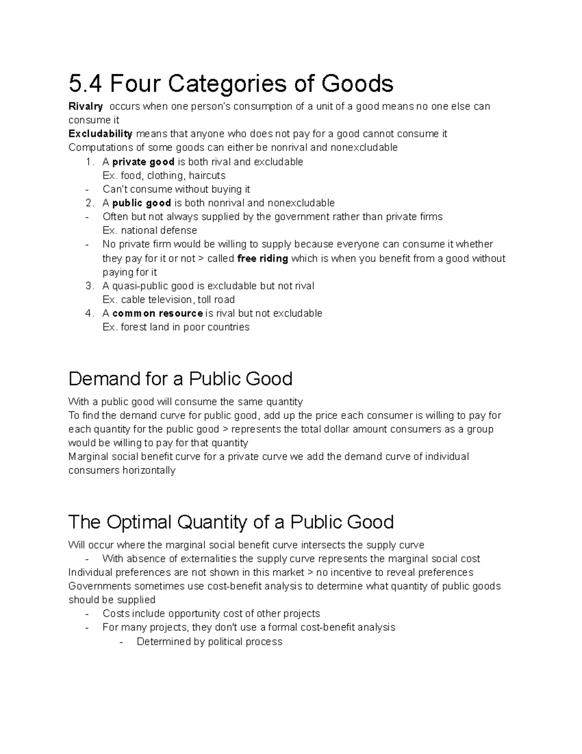 5.4 Four Categories of Goods - 5 Four Categories of Goods Rivalry ...