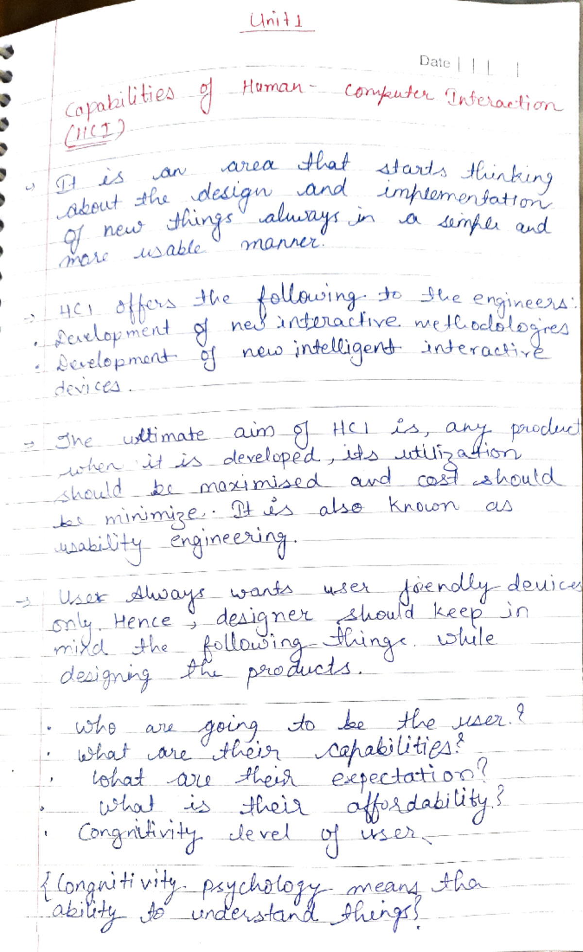 HCI UNIT 1 AND 2 - computer science and engineering - Studocu