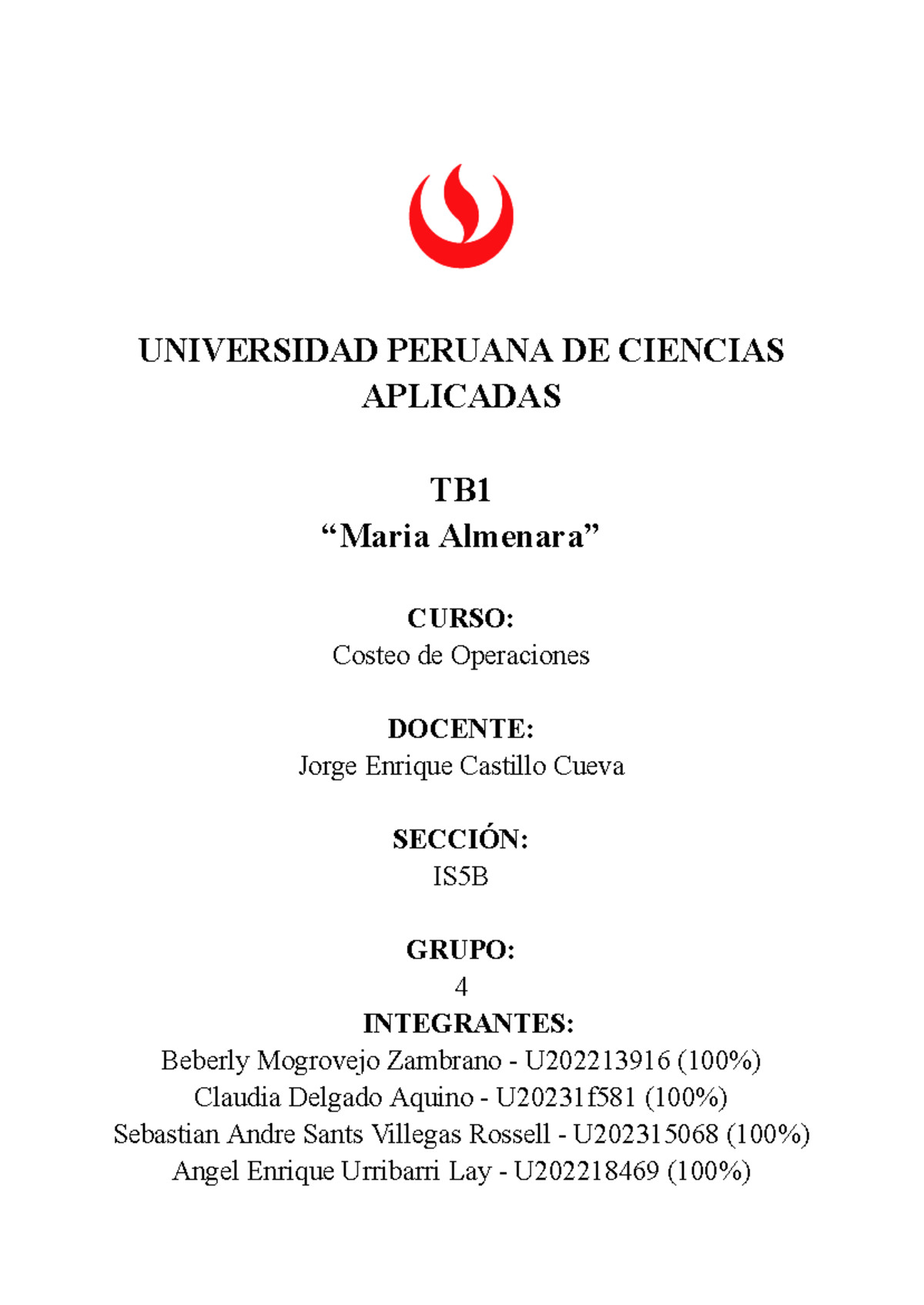 Costeos TA1 - Es una guia para la TA1 de COsteo de Operaciones ...