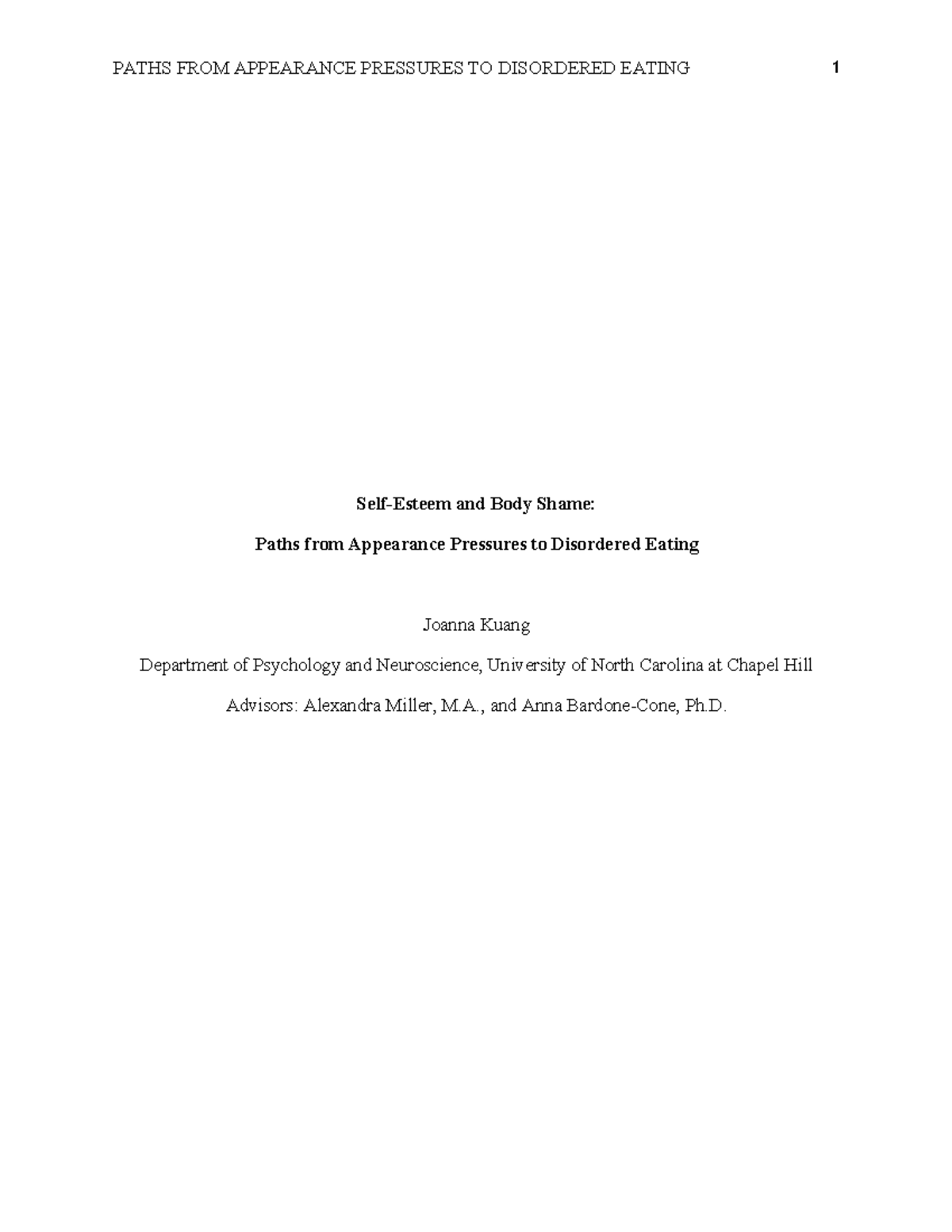 Self Esteem and Body Shame Path - Self-Esteem and Body Shame: Paths ...