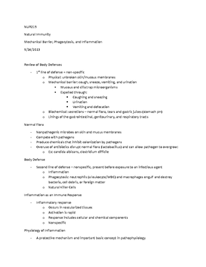 EXAM 2 ALL Lecture Notes - NUR All Exam 2 Notes Exam Date: 9/28 ...