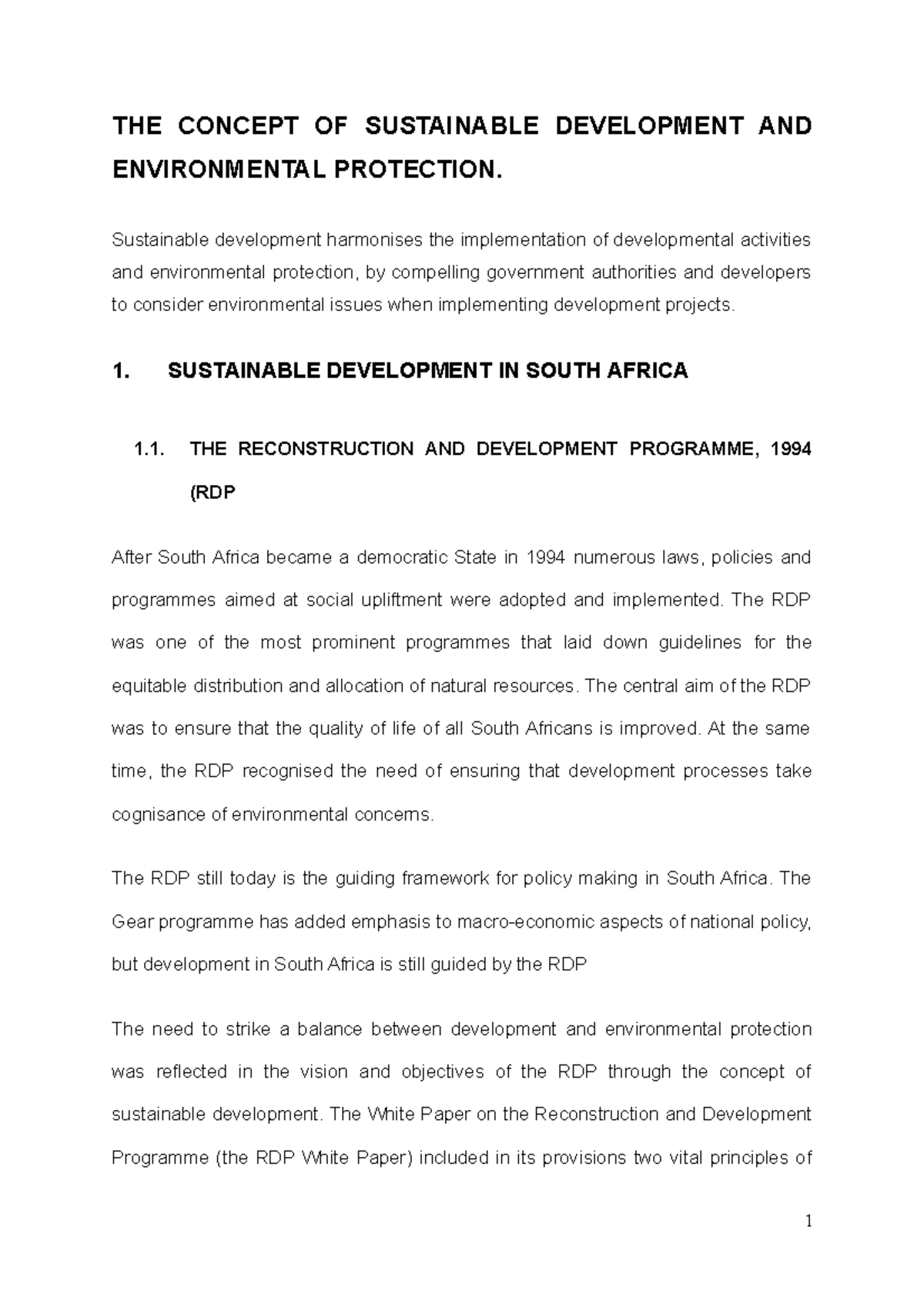 THE Concept OF Sustainable Development AND Environmental Protection ...