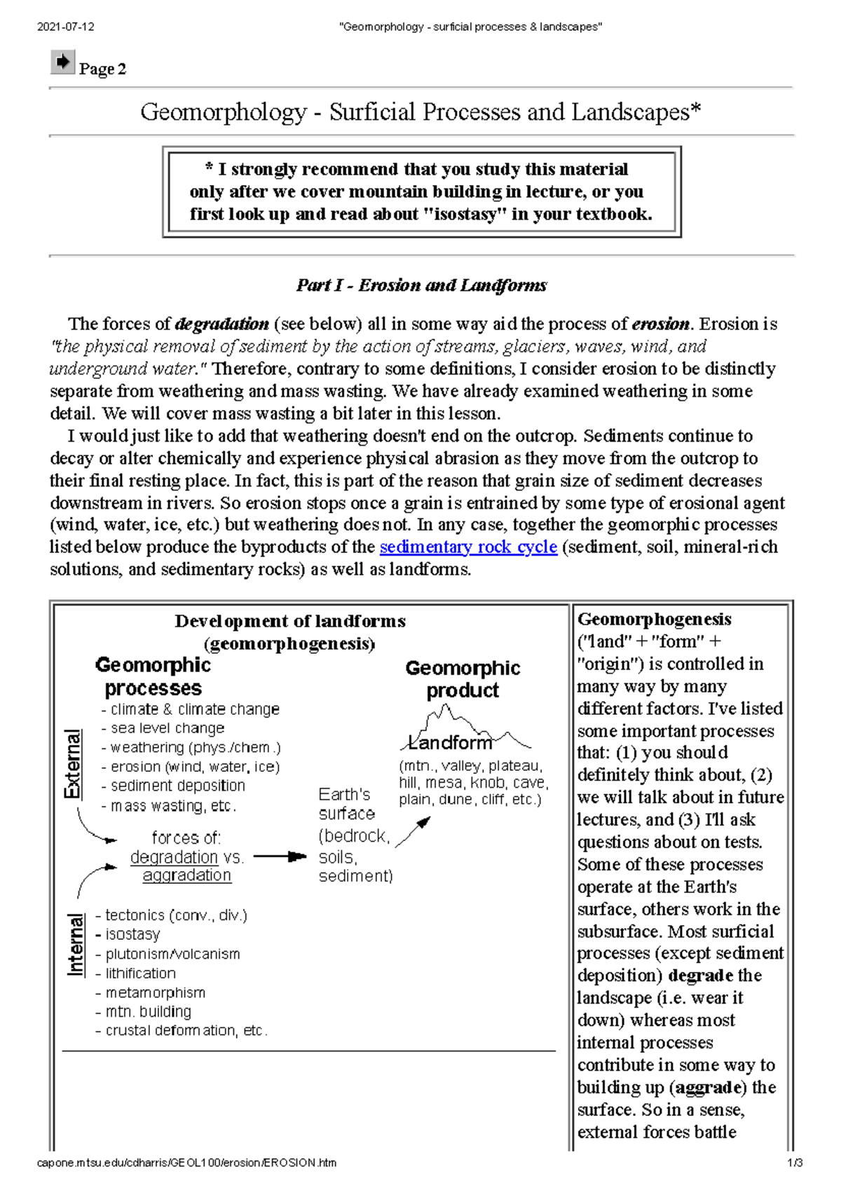 Geomorphology - surficial processes & landscapes - 2021-07-12 ...