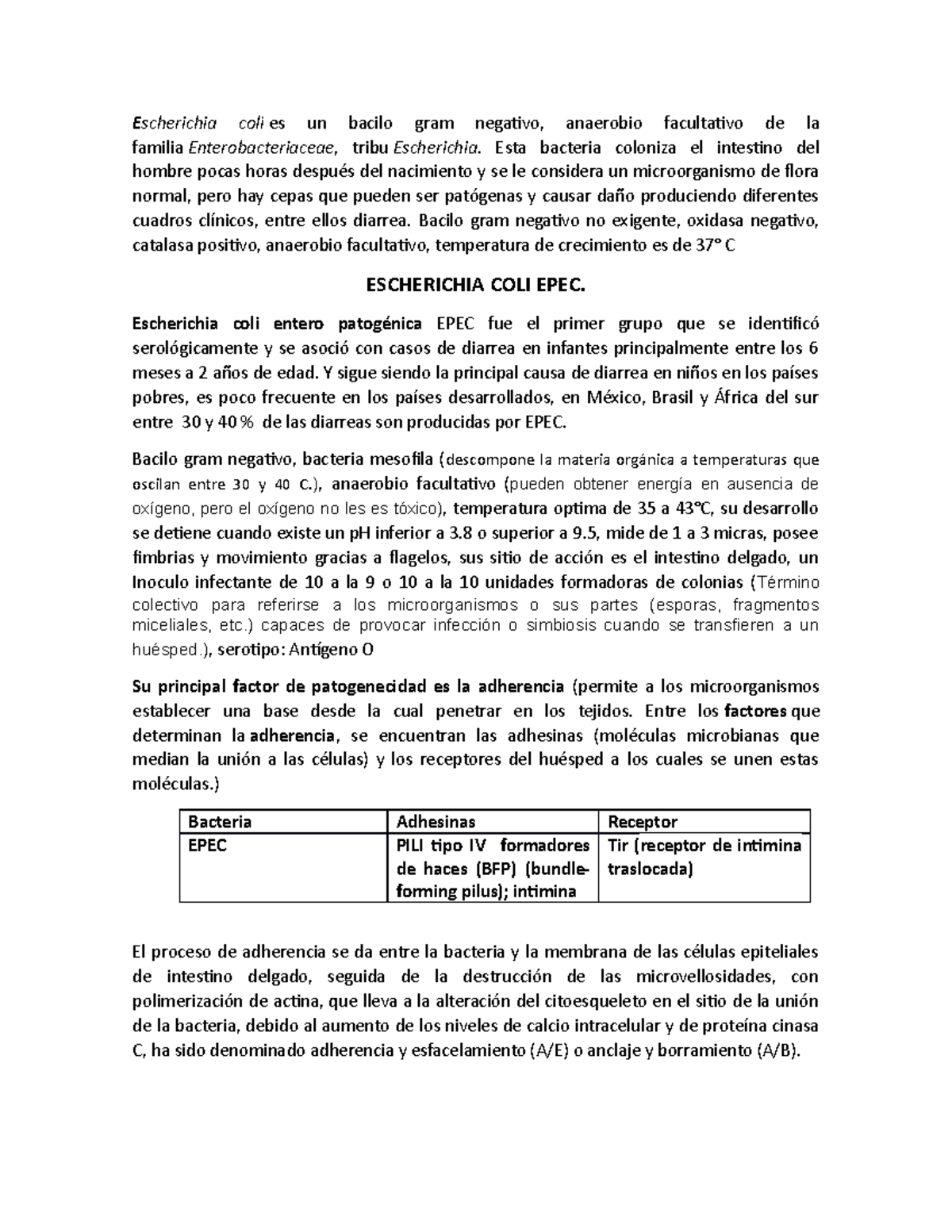 E. Coli EPEC - resumen sobre E. coli enteropatogena, sintomas ...