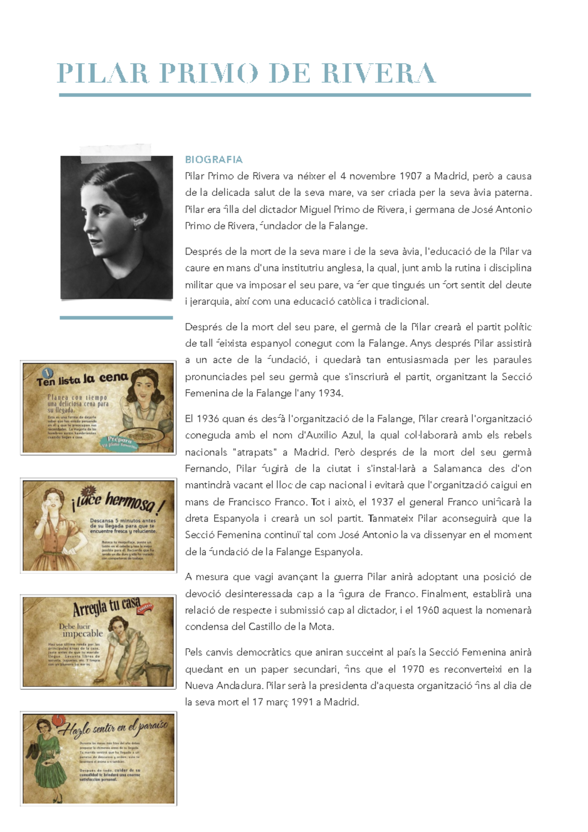 Pilar Primo de Rivera, Ginebra B2B - PILAR PRIMO DE RIVERA BIOGRAFIA ...