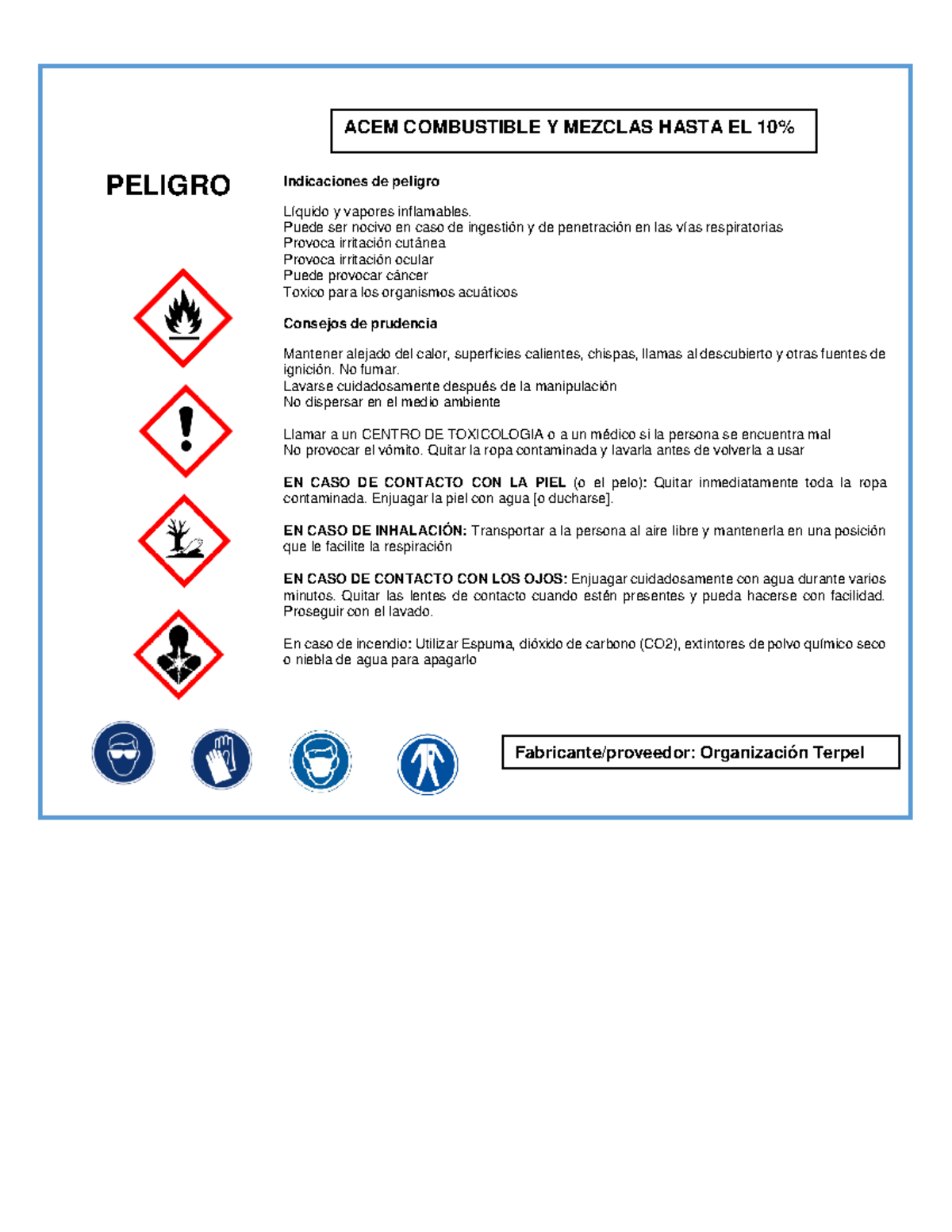 Ficha de seguridad ACPM - ACEM COMBUSTIBLE Y MEZCLAS HASTA EL 10% ...