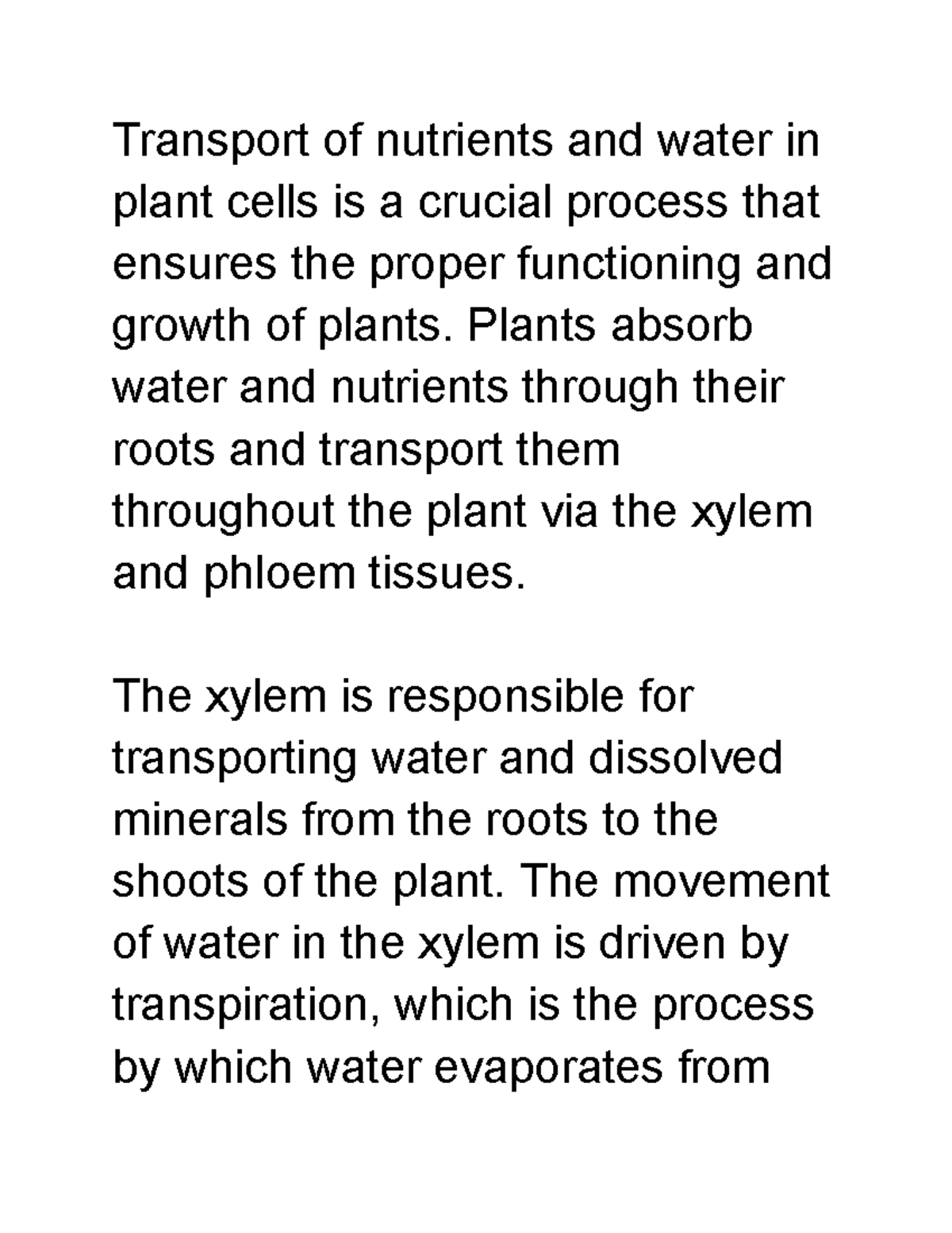 Lecture note - Transport of Nutrients and Water in Plant Cells - Google ...